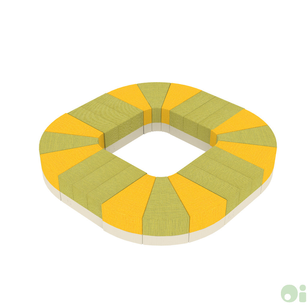 6Scape Sharing Circle Bench Layout in Sundance and Sprout – Oi Furniture